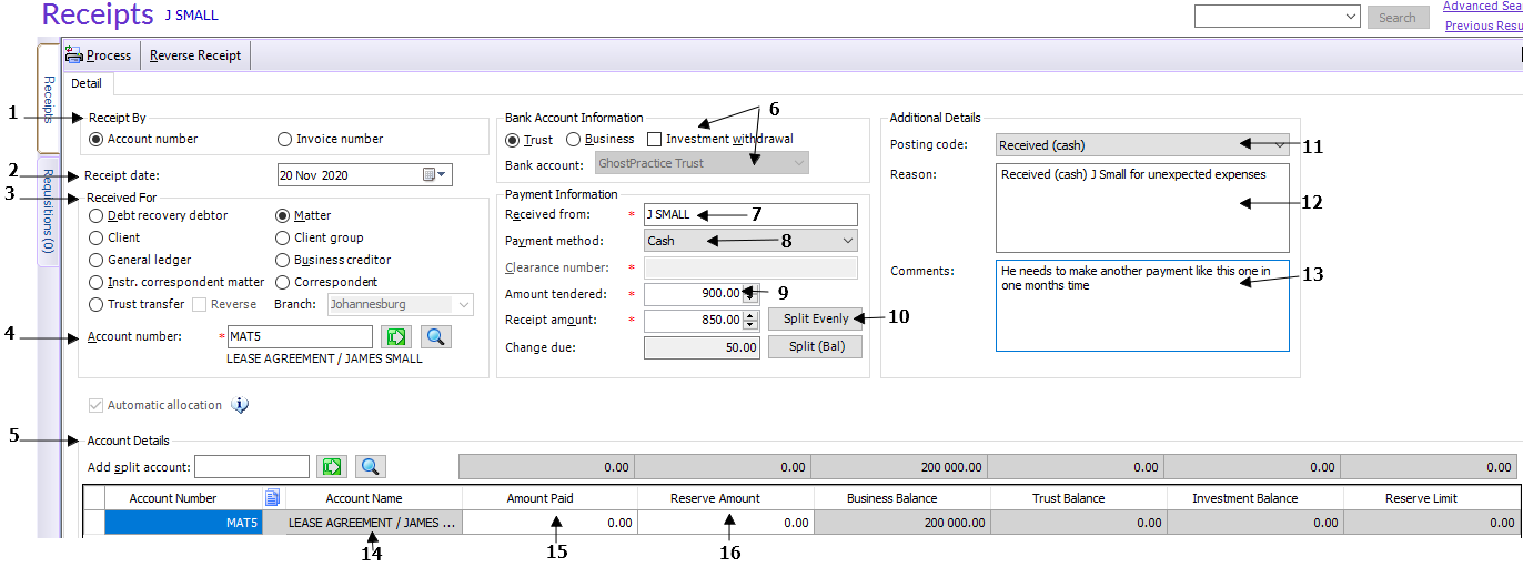 Receipts Module – Dye & Durham South Africa
